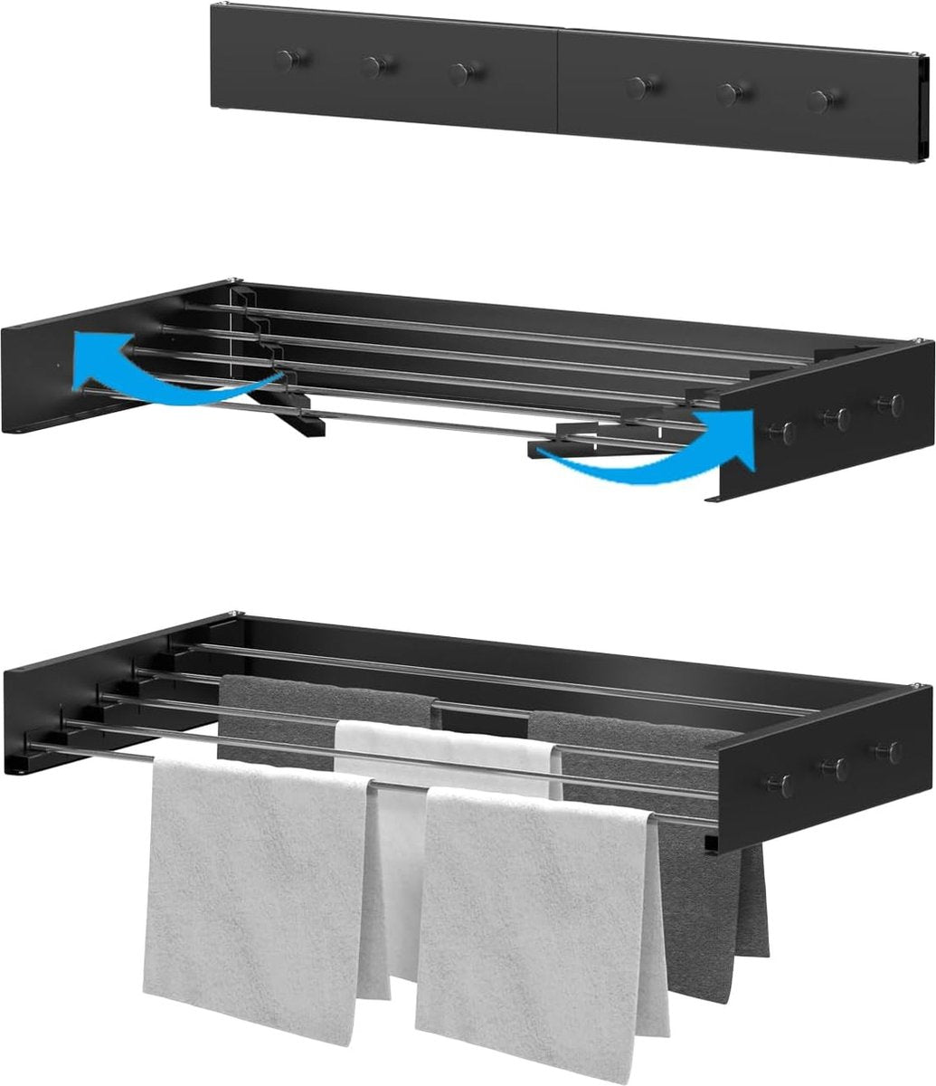 Droogrek voor aan de wand uittrekbaar en kledinghaak 80 cm van hangwas ...